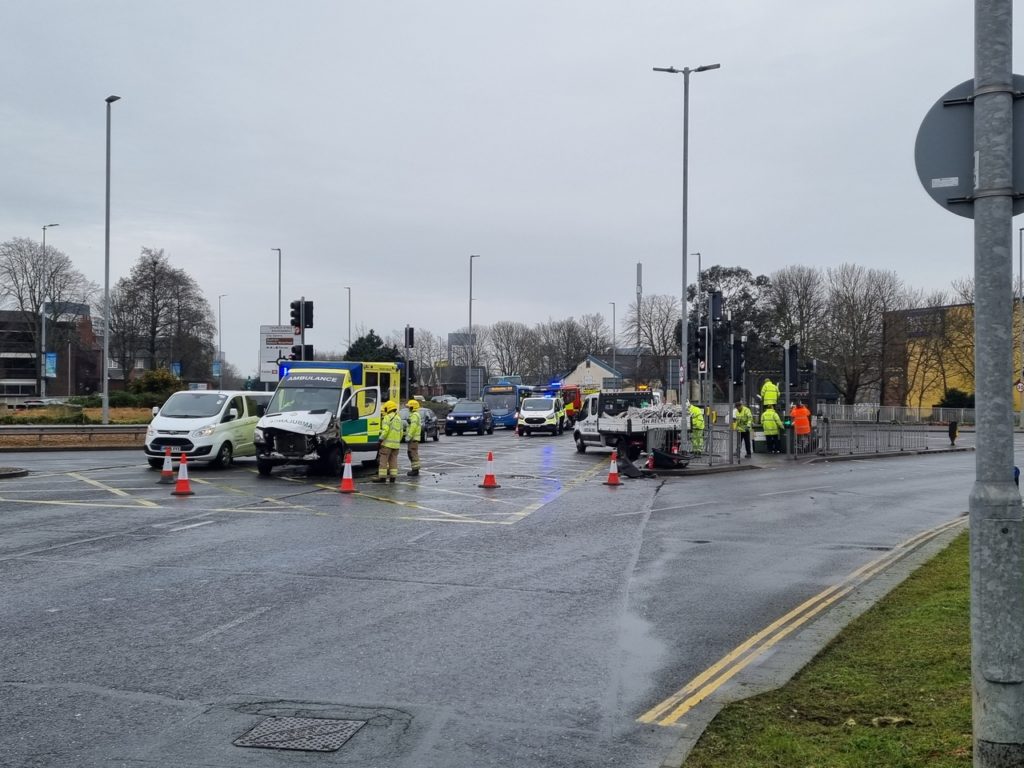 Delays A3 Mile End Northbound after RTC involving Ambulance